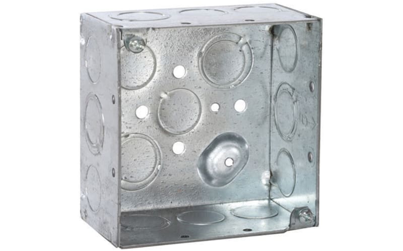 RACO 232 4 in Welded Square Box, 2-1/8 in Deep, 17 Knockouts, UL Listed
