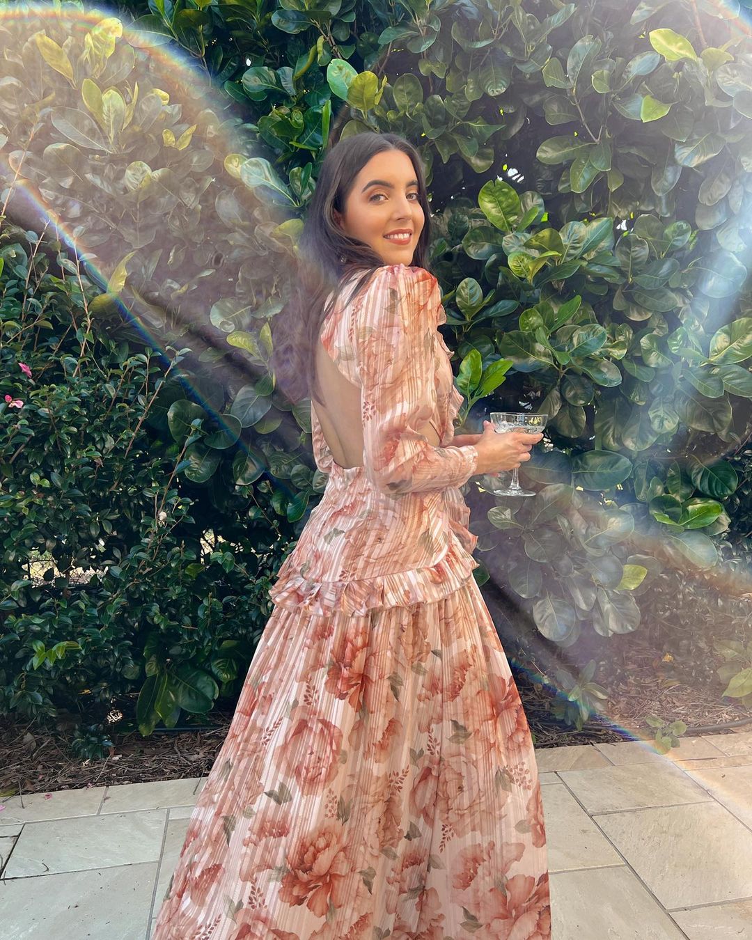 Sonya - Ruffle Cut Out Maxi Spiced Peonies | All The Dresses