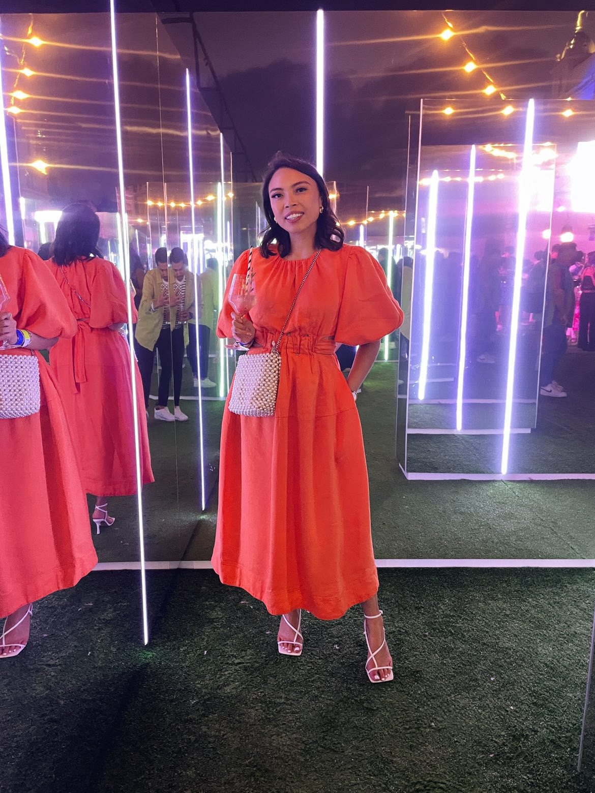 Aje - Cosette Tie Back Midi Dress | Orange | All The Dresses