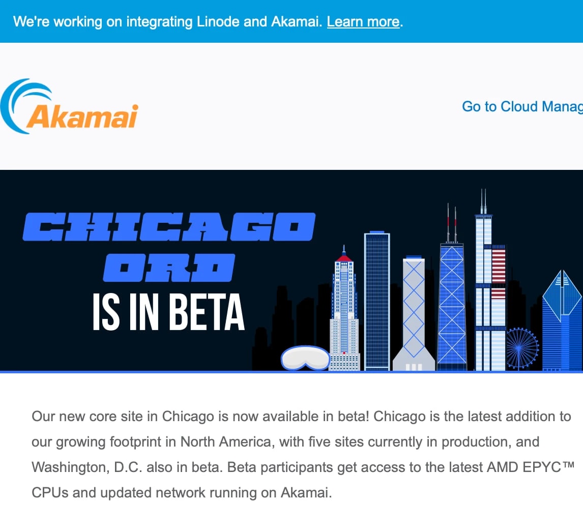 Akamai Connected Cloud new data centre - Chicago — LowEndTalk