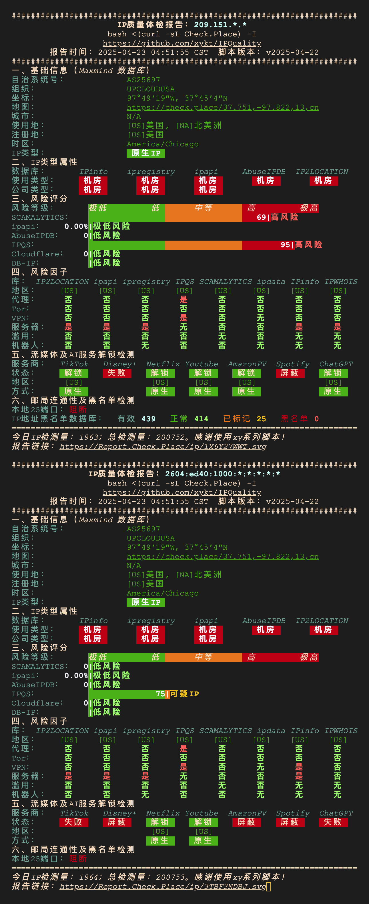 [UpCloud]圣何塞€3 1c1g NodeQuality测试留档 高峰电信联通表现良好