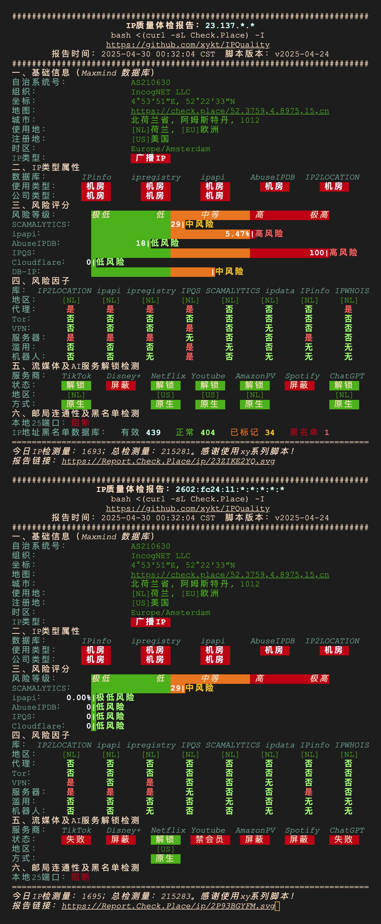 [NodeQuality]IncogNET荷兰阿姆斯特丹 2c4g 10Gbps NodeQuality测试迁移留档