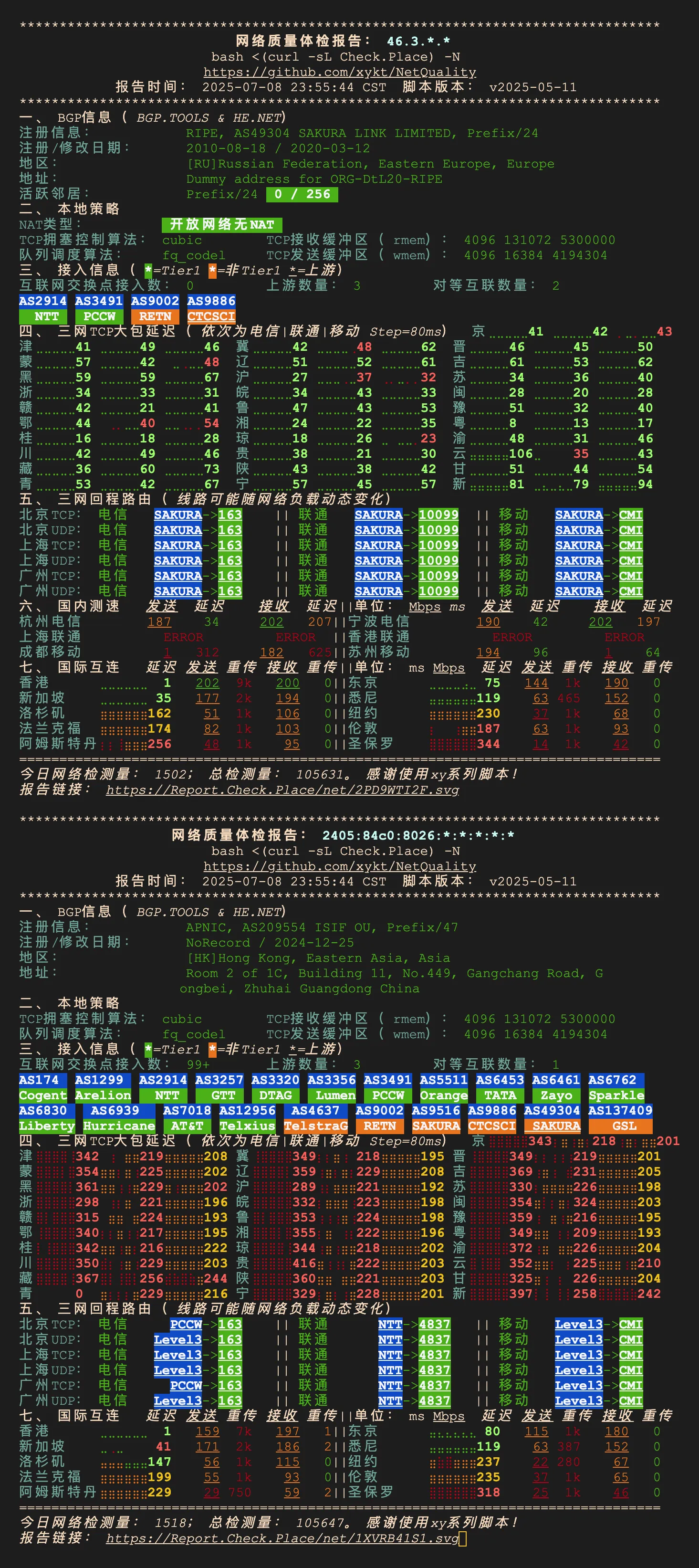 [NodeQuality]ISIF香港测评HKG-C三网优化 电信高优先级163