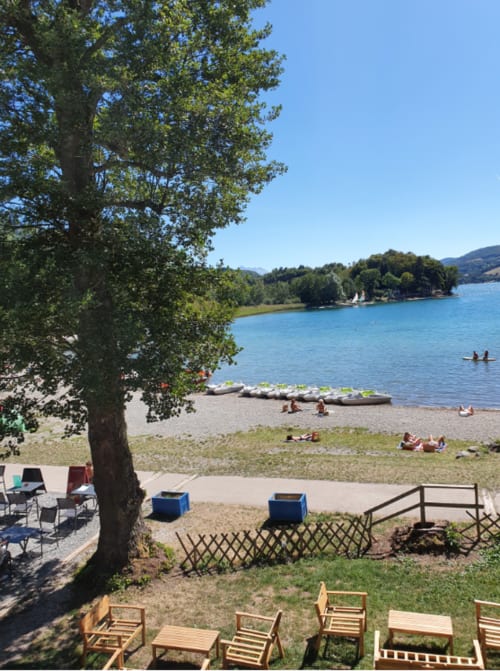 Stay in a hotel room facing the great Lake Laffrey