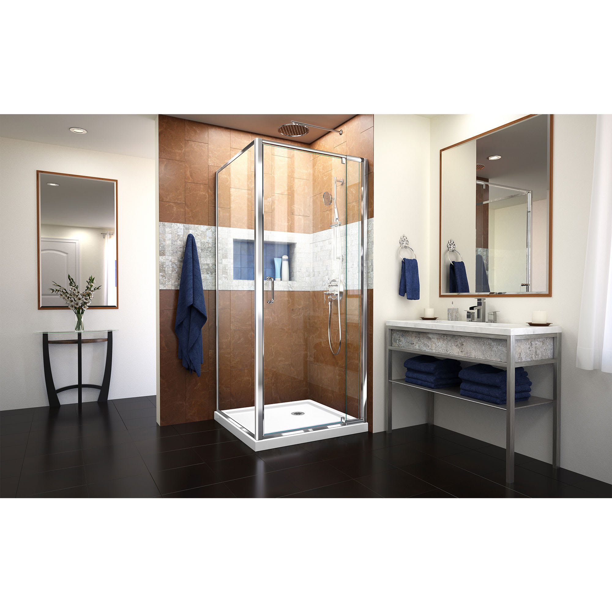 DreamLine Flex 32 inch D x 32 inch W x 74 3/4 inch H Semi-Frameless ...