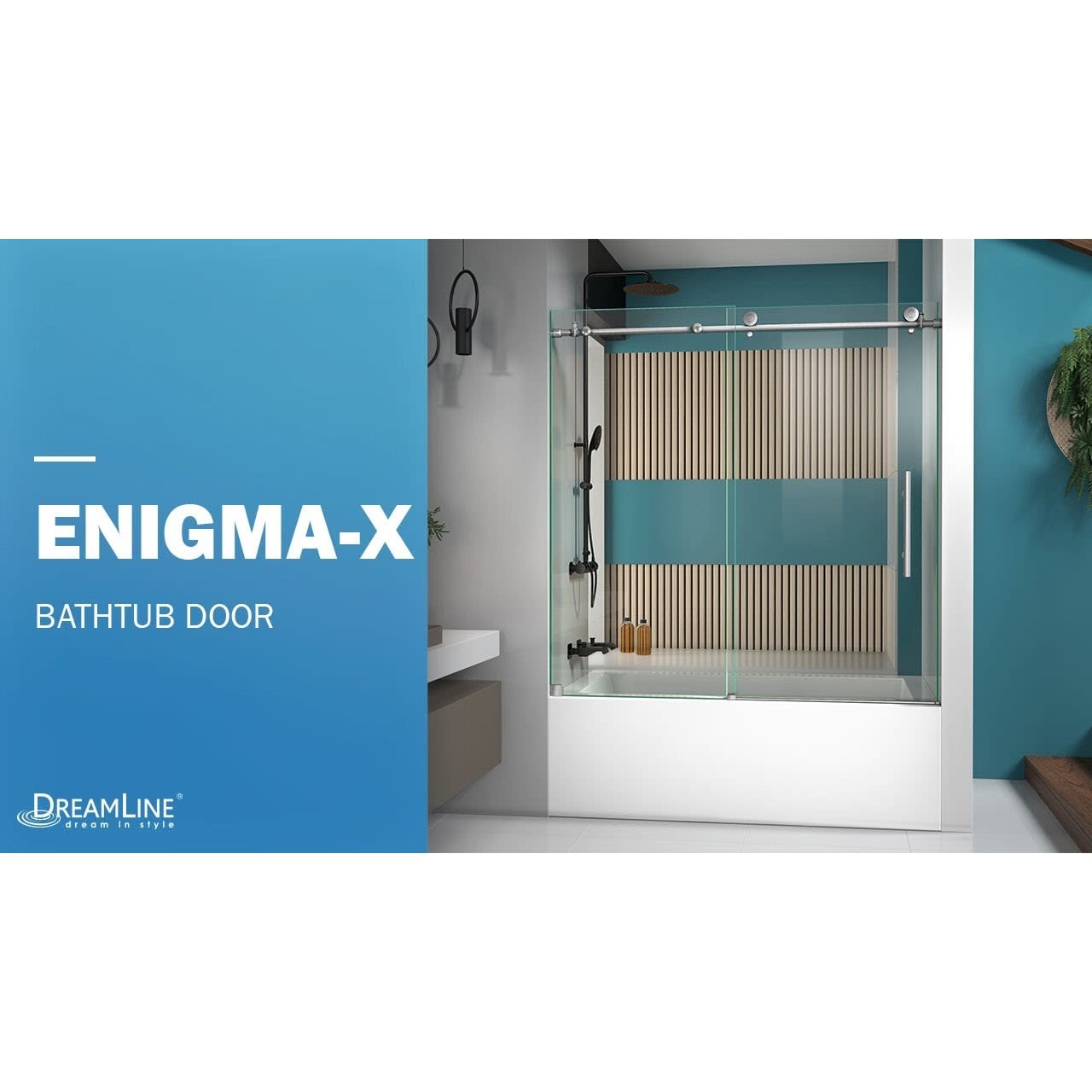 DreamLine Enigma-X 55 - 59 inch W x 62 inch H Frameless Sliding Tub ...