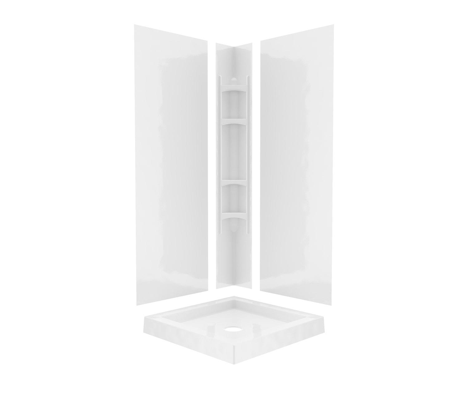 32 Mediterranean III 32 x 32 Polystyrene Center Drain Shower Kit in ...