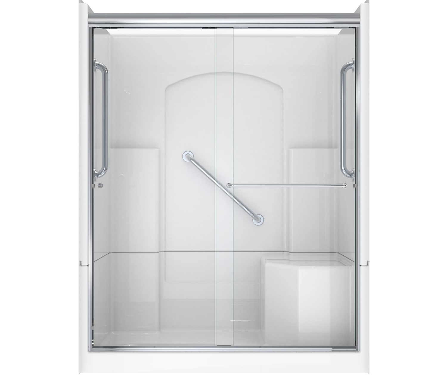 Ramer 60 x 32 AcrylX Alcove Right-Hand Drain Four-Piece Shower in White ...