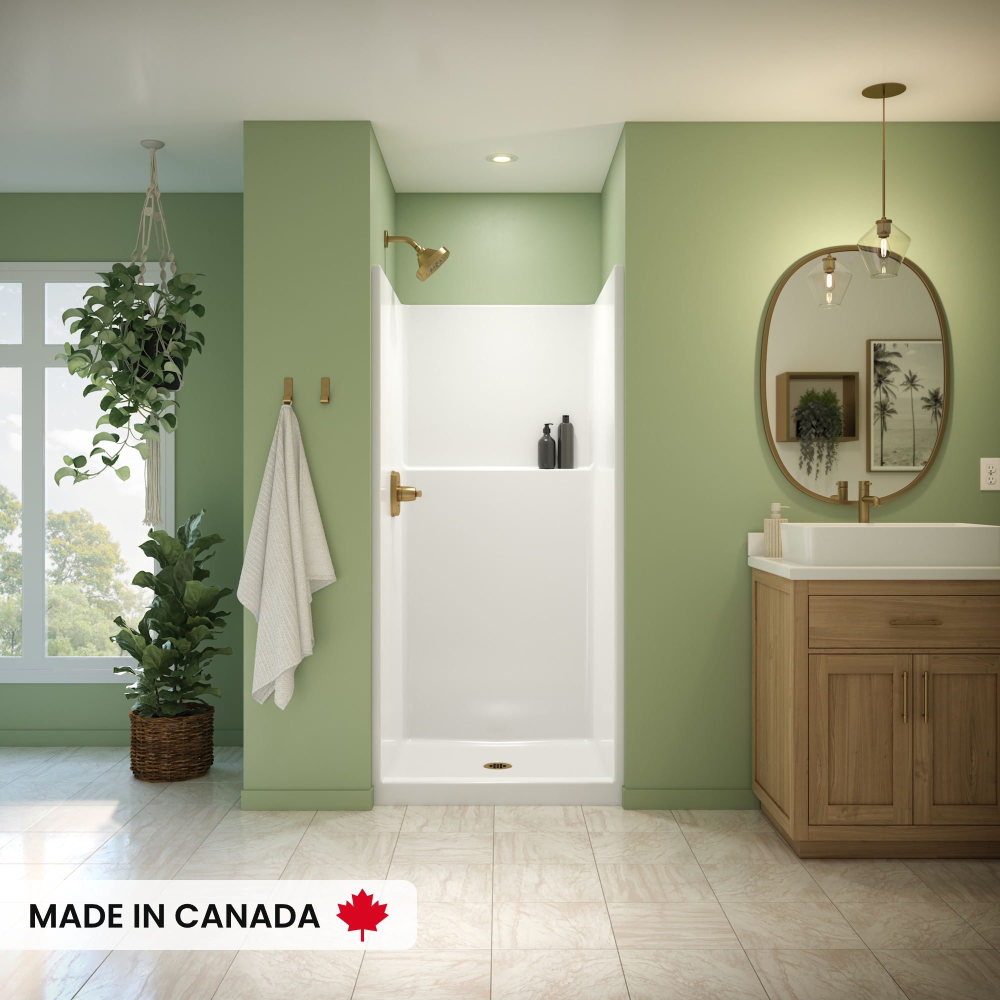 Galatea SH3636 Acrylx Alcove Center Drain One-Piece Shower in White ...