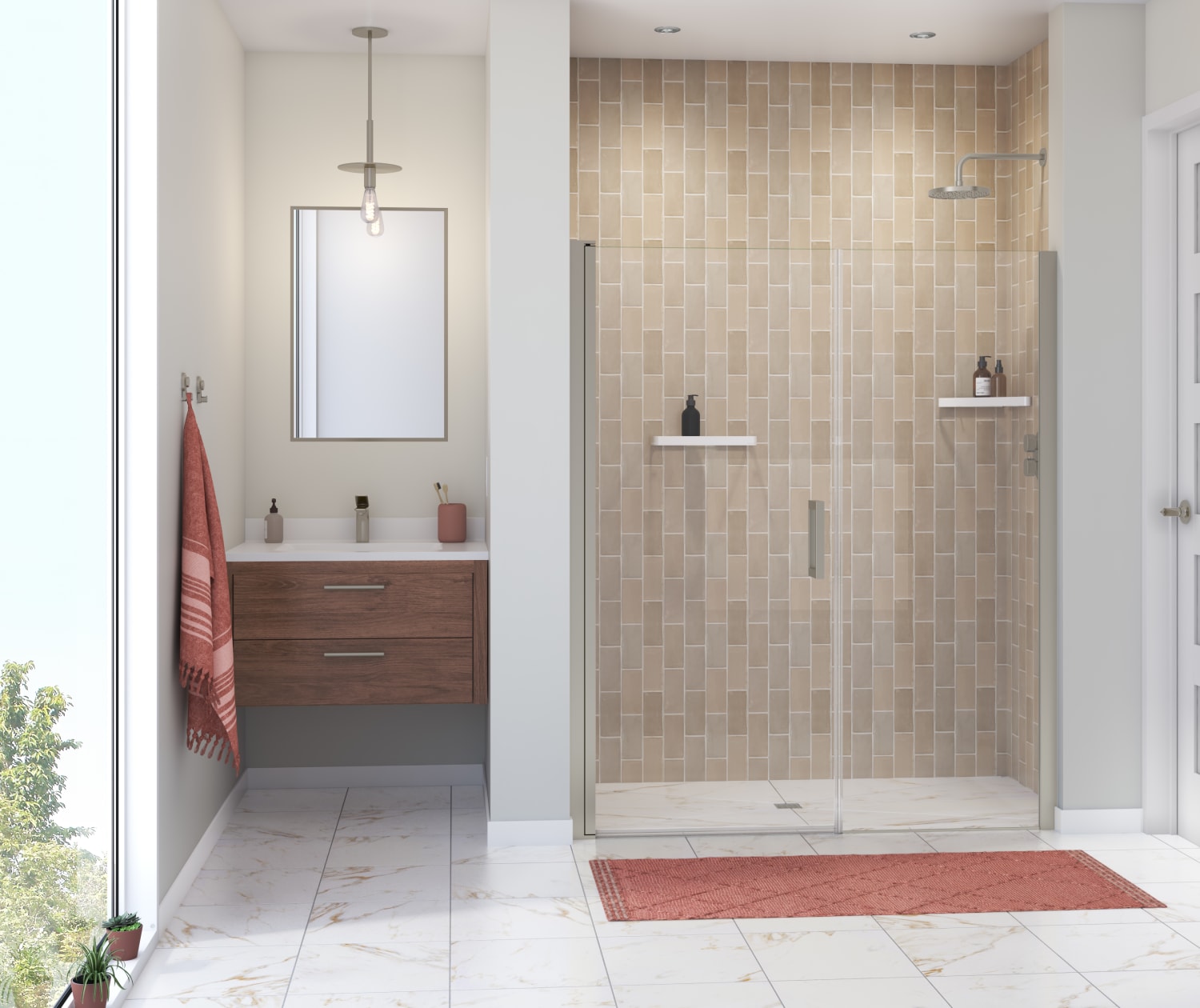 Manhattan 55-57 x 68 in. 6 mm Pivot Shower Door for Alcove Installation ...