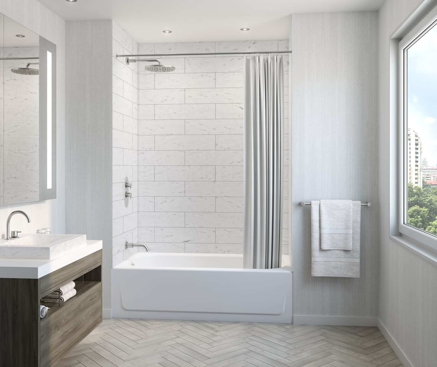 MSMK72-3062 30 x 62 x 72 Swanstone® Modern Subway Tile Glue up Tub Wall ...