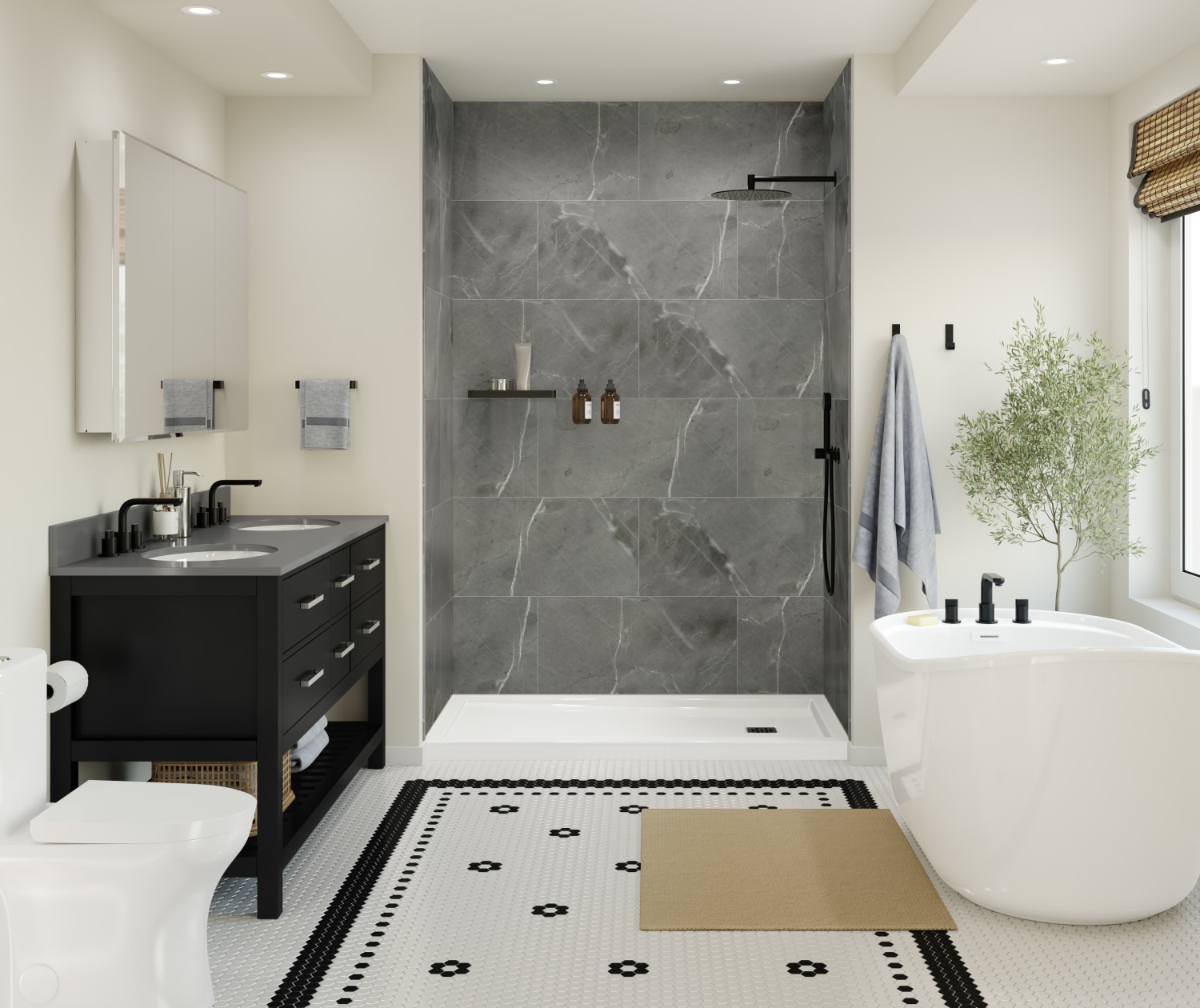 Manhattan Glue-up Wall Tiles 15.75 x 31.5 in. In Smooth Marble Dark ...