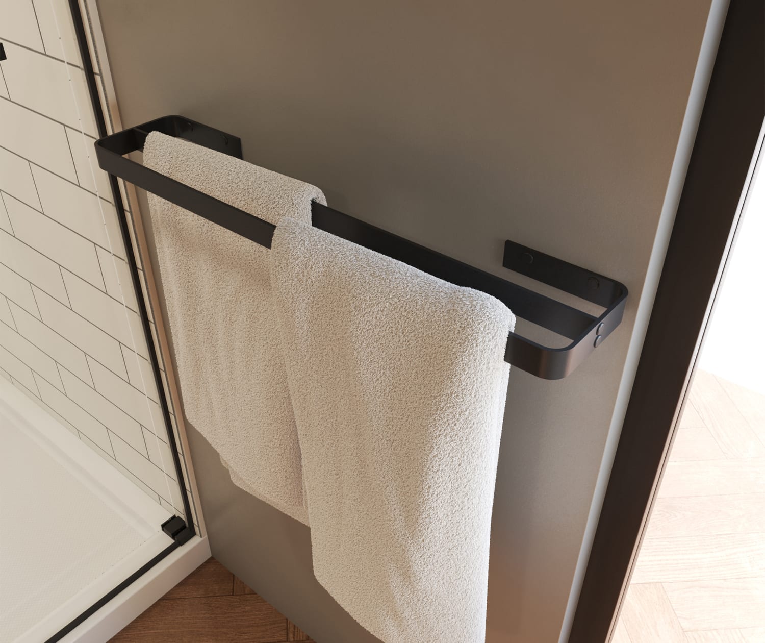 Manhattan 24 in. Double Towel Bar in Matte Black | Accessory, Maax en