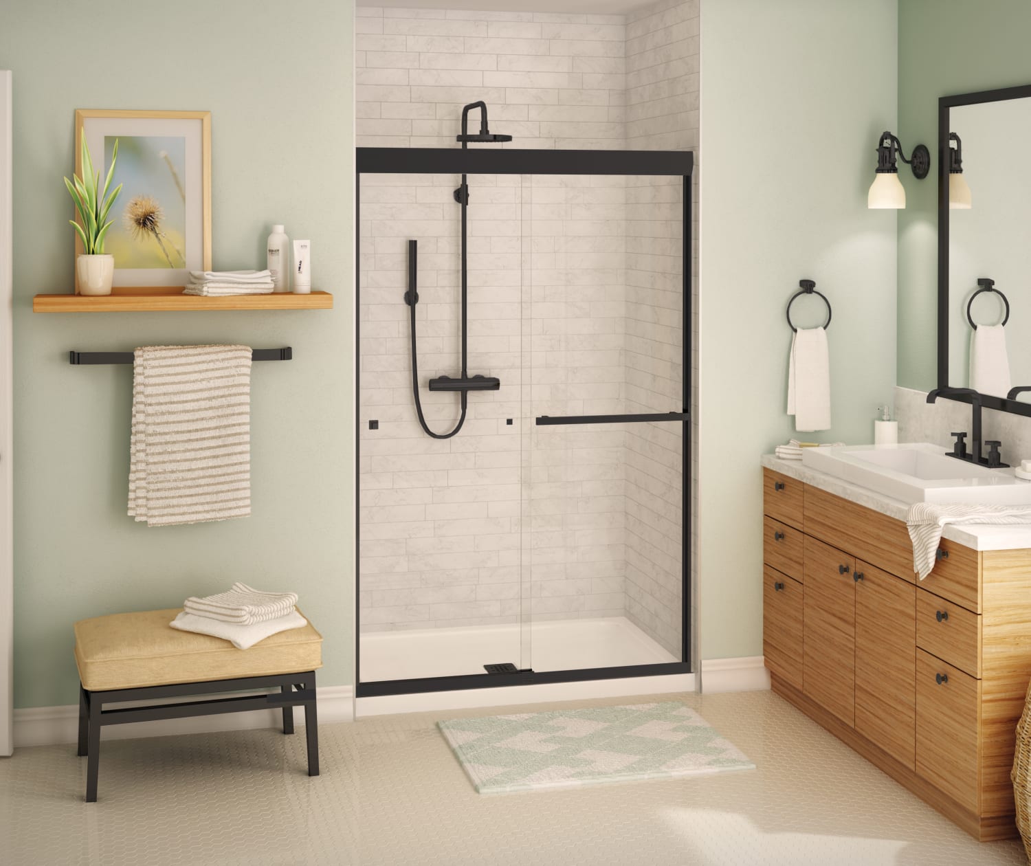 Aura 43-47 x 71 in. 8 mm Bypass Shower Door for Alcove Installation ...