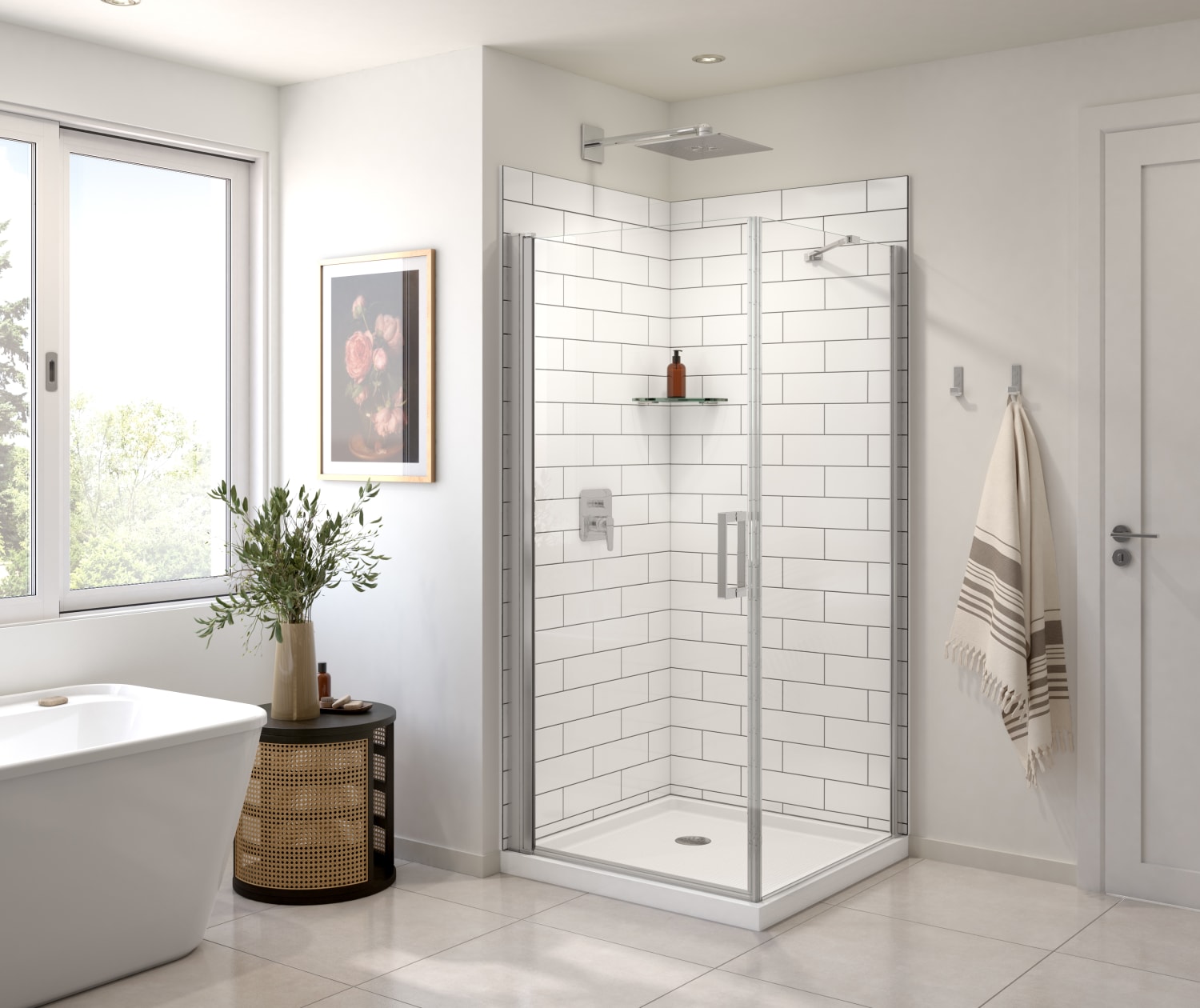 Manhattan Square 36 x 36 x 72 in. 6mm Pivot Shower Door for Corner ...