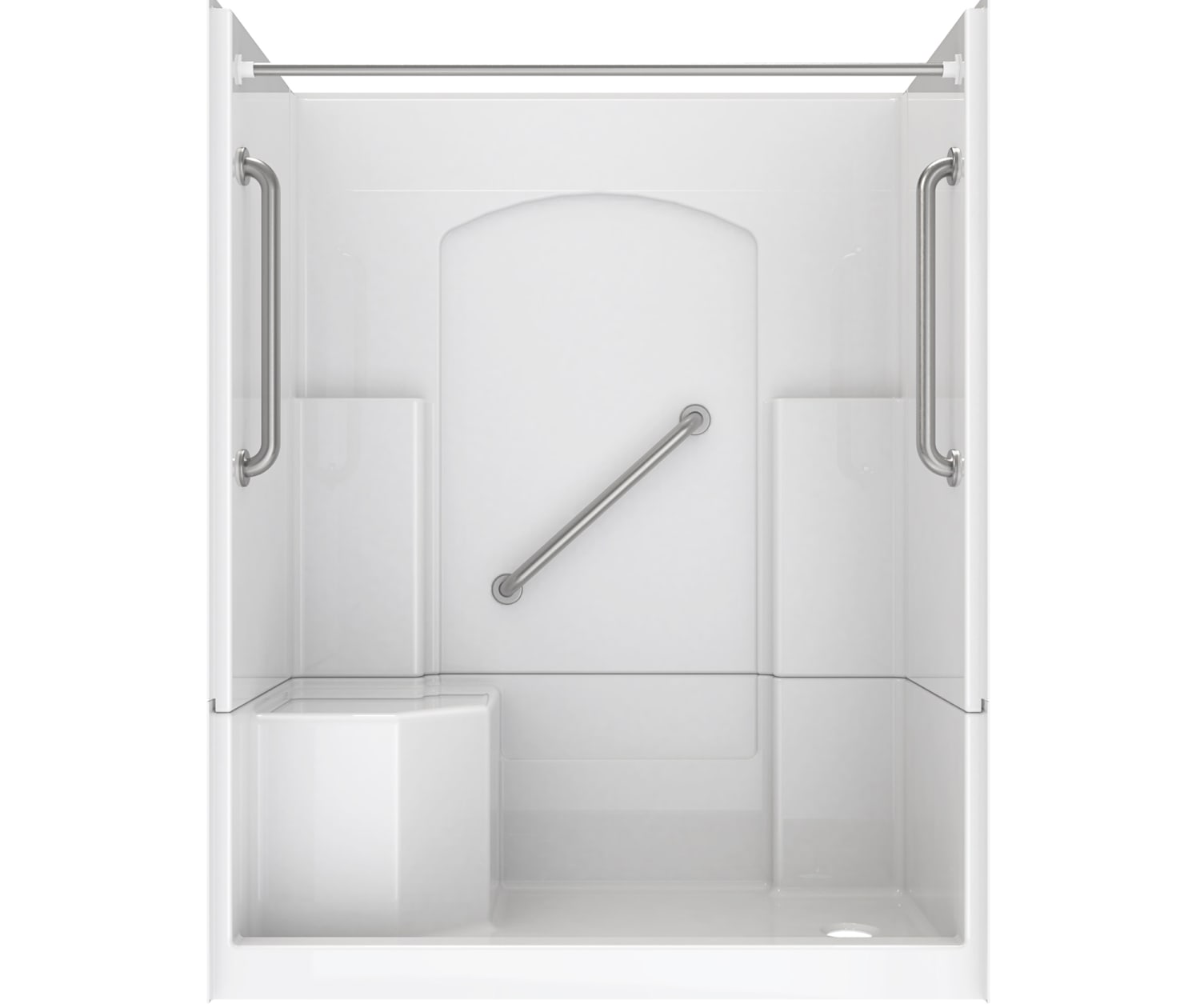Ramer 60 x 32 AcrylX Alcove Left-Hand Drain Four-Piece Shower in White ...