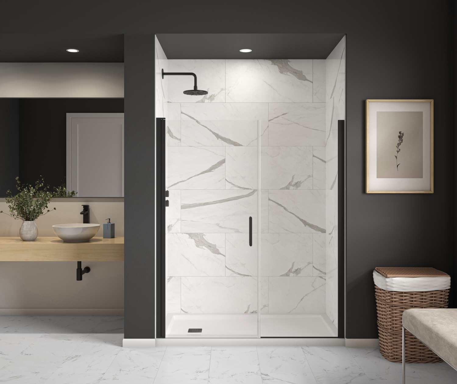 Cappadocia 57-59 x 68 in. 6 mm Pivot Shower Door for Alcove ...