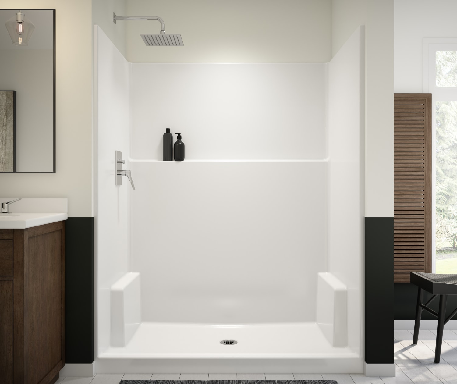 Icon SH6036 AcrylX™ Alcove Center Drain One-Piece Shower in White ...