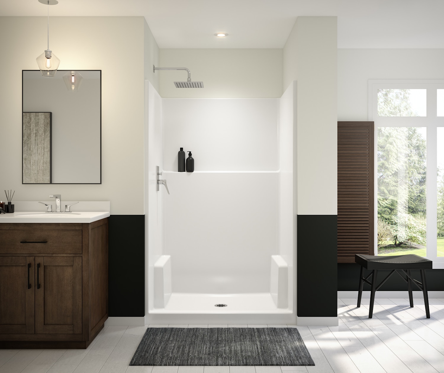 Icon SH4836 Acrylx Alcove Center Drain One-Piece Shower in White ...