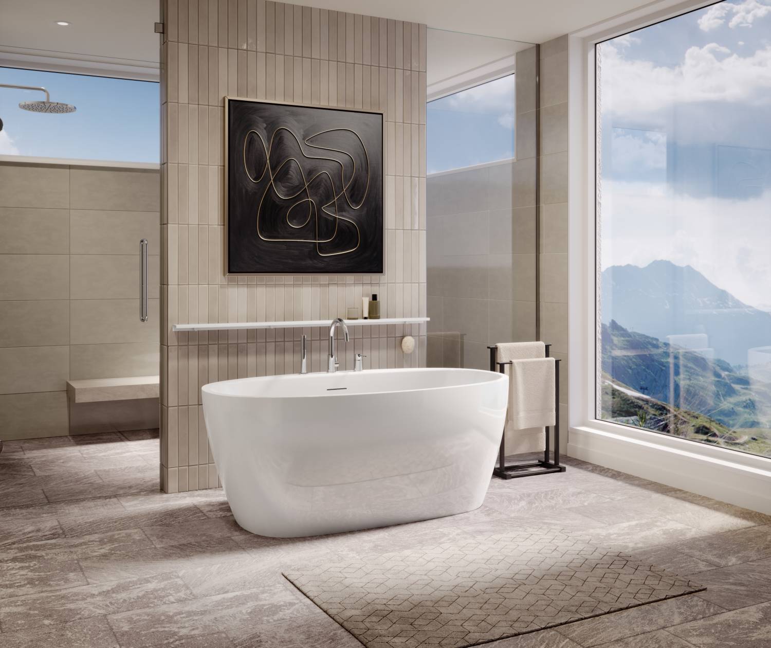 Hatto 5932 Acrylic Freestanding Center Drain Bathtub in White | Bathtub ...