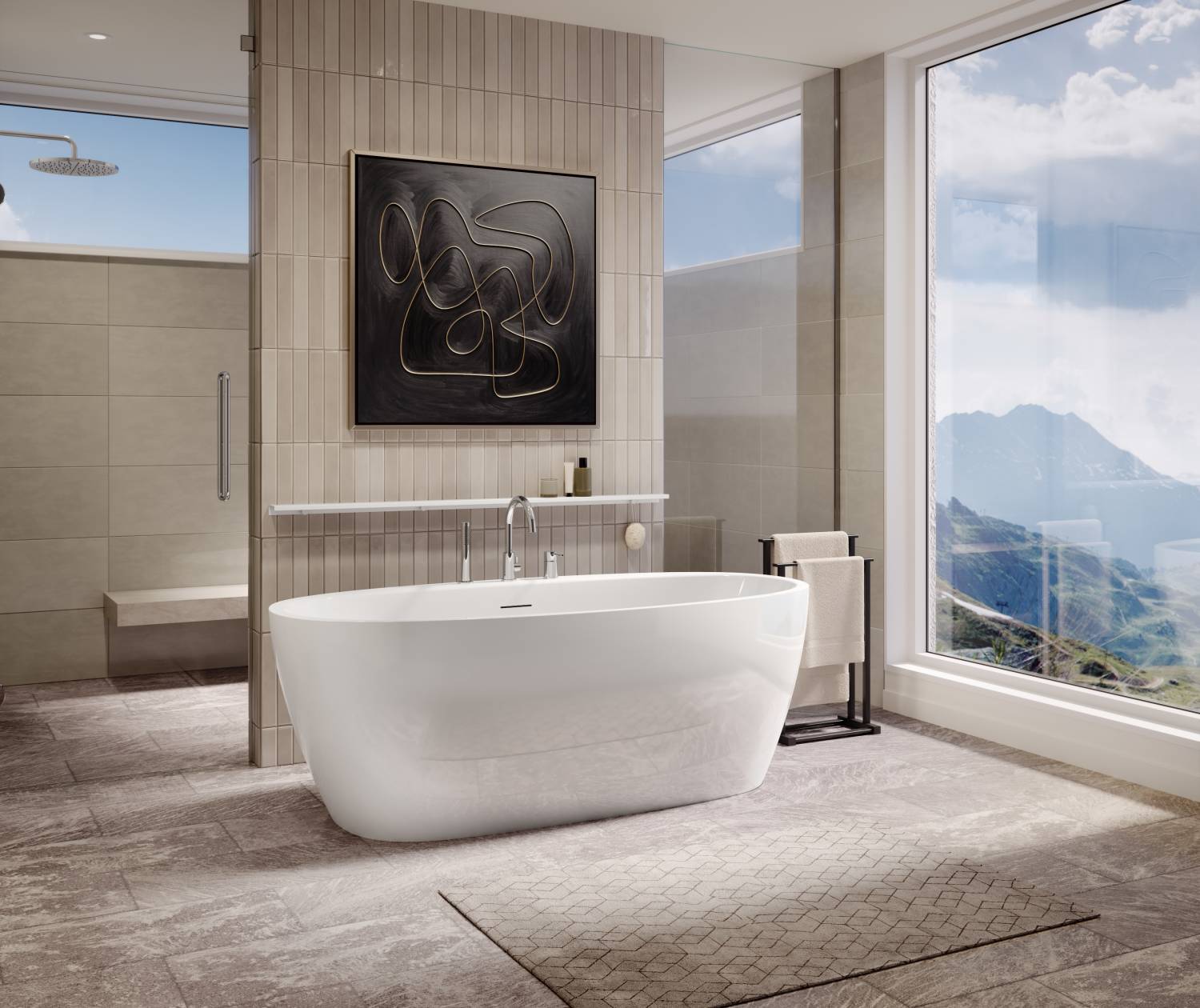 Hatto 6732 Acrylic Freestanding Center Drain Bathtub in White | Bathtub ...