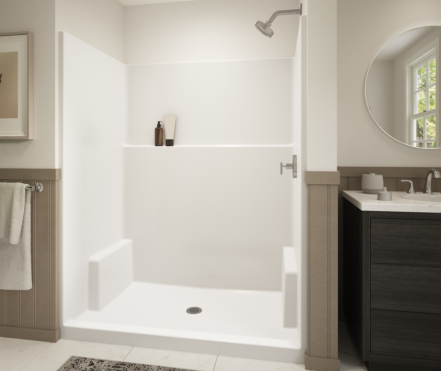 Icon SH6036 AcrylX™ Alcove Center Drain One-Piece Shower in White ...