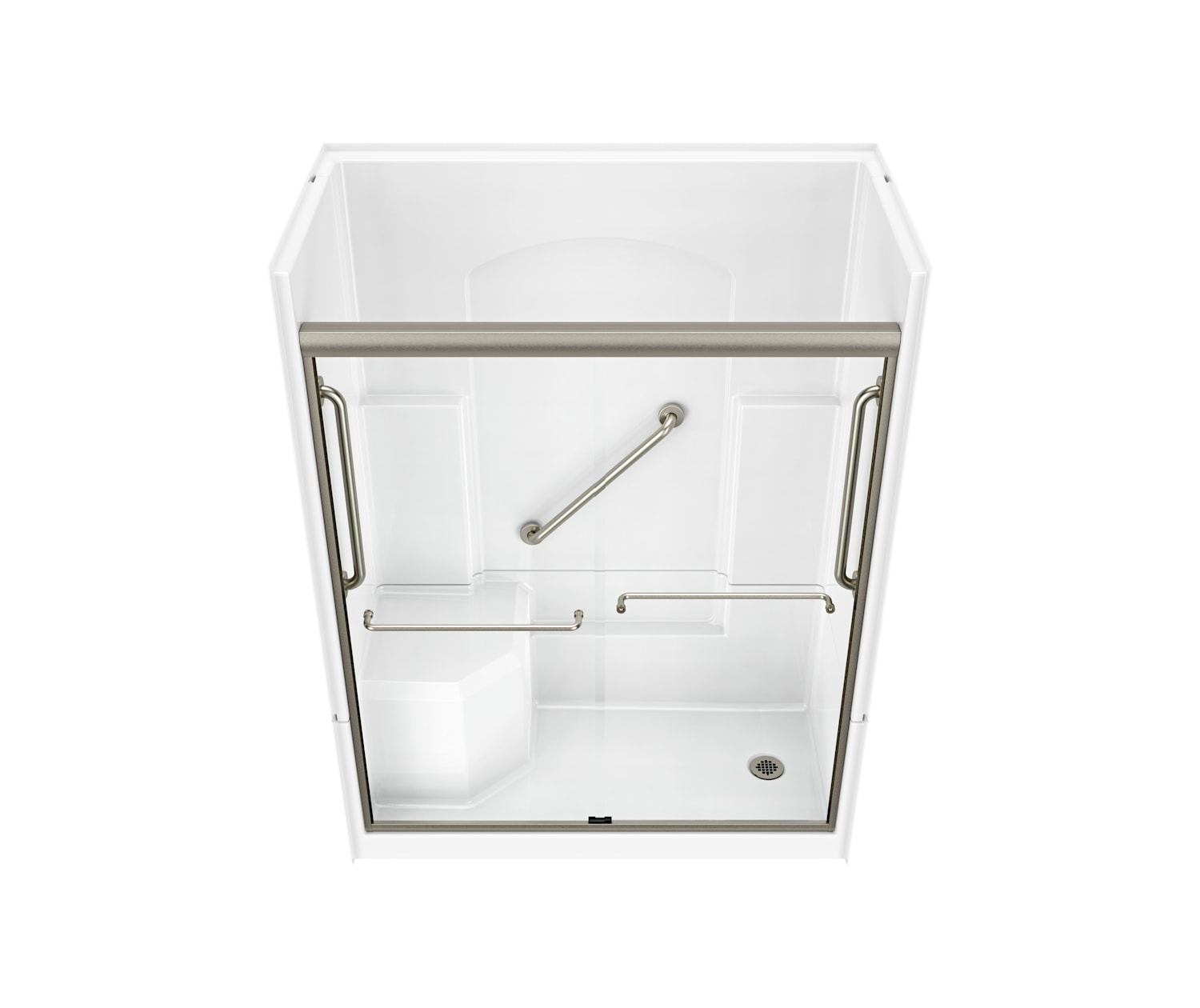 Ramer 60 x 32 AcrylX Alcove Left-Hand Drain Four-Piece Shower in White ...