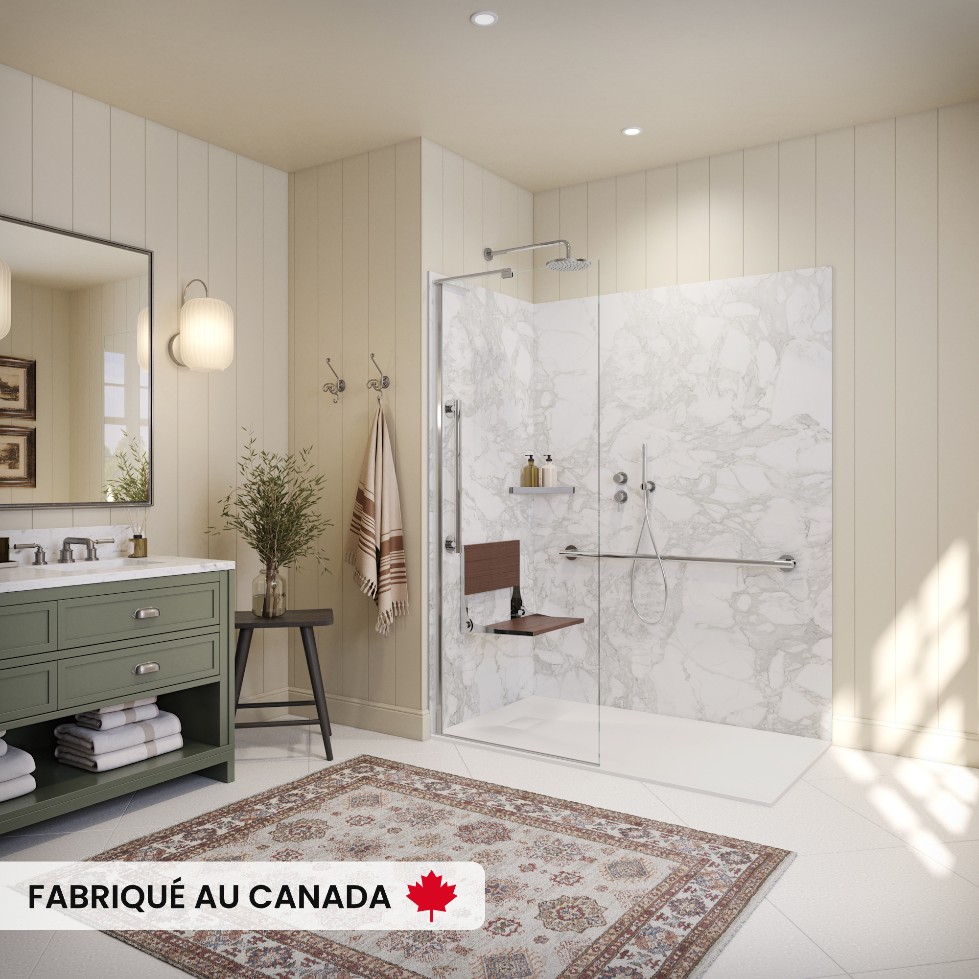 Utile 6032 Ensemble de murs pour douche en coin Calcutta Craie deux ...