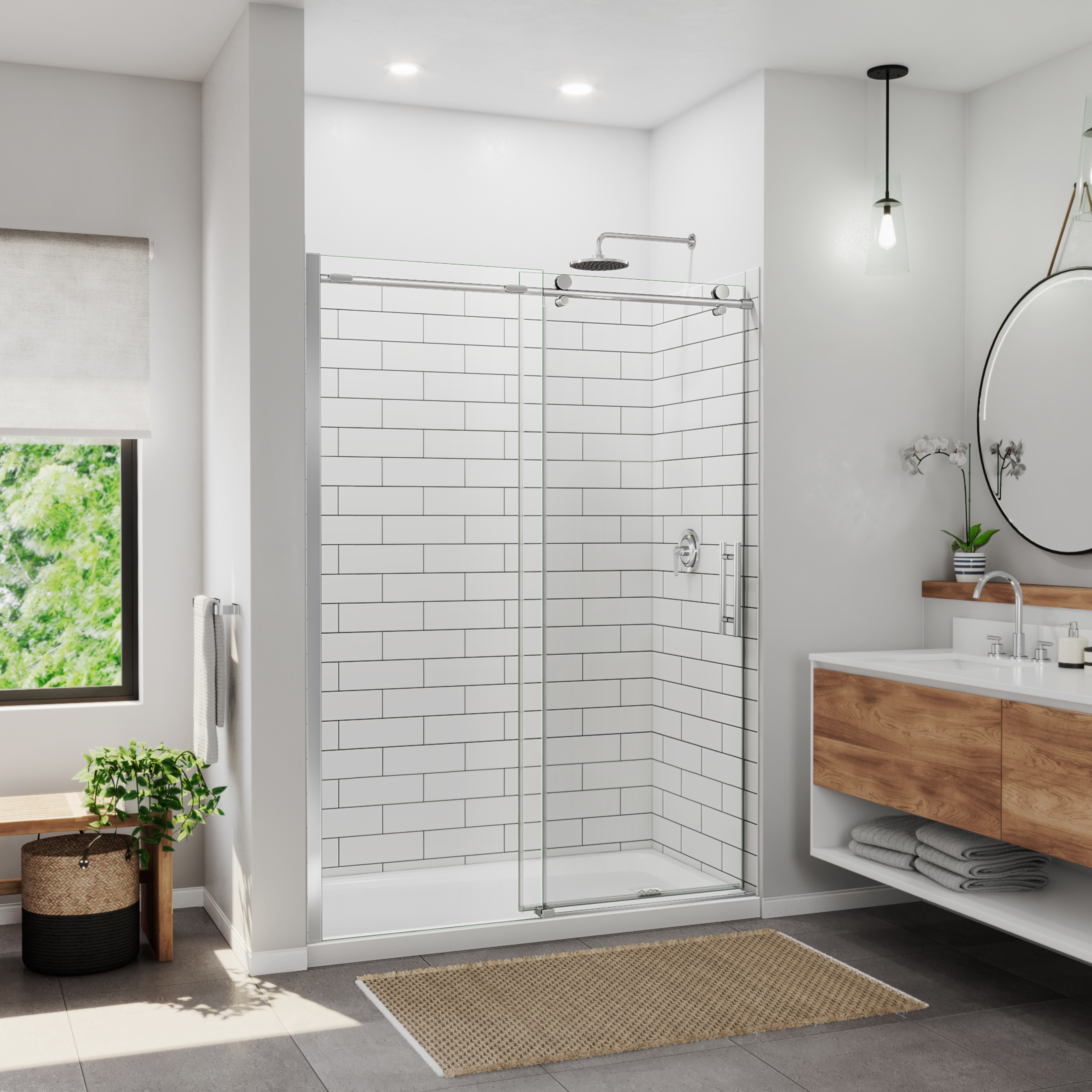 Ibiza 57-59 x 78 in. 8mm Sliding Shower Door for Alcove Installation with Clear glass in Chrome ...