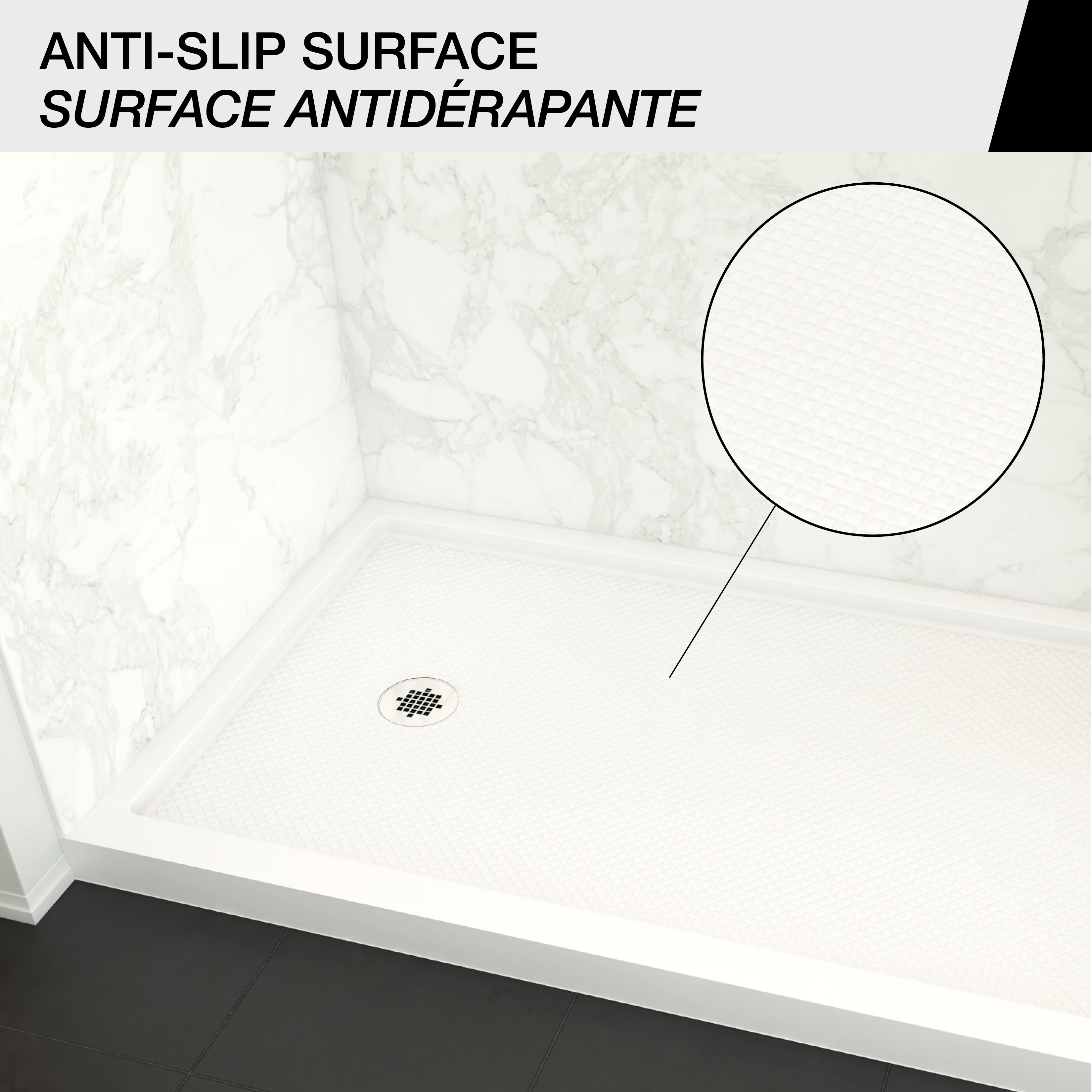 Roka 6036 Acrylic Corner in White with Left-Hand Drain | Shower Base, Maax