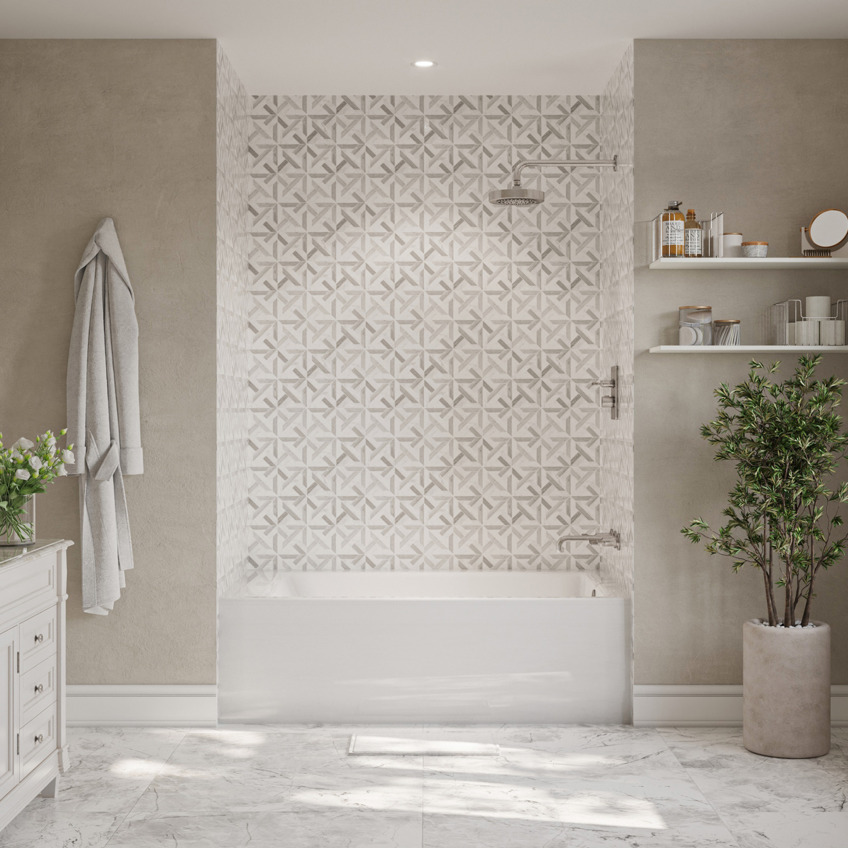 SMIN 6036 IFS AcrylX™ Alcove Right-Hand Drain Bathtub in White ...