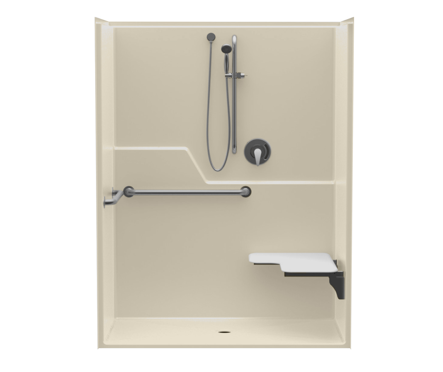 16036BFLP 57 x 31 AcrylX Alcove Center Drain One-Piece Shower in Bone ...