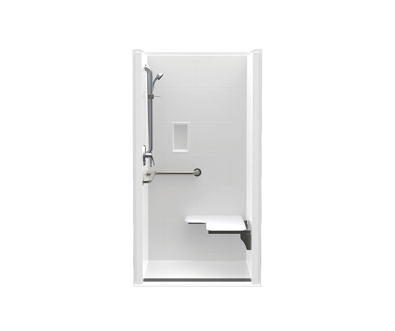 CBT3838TR COL 42 x 38.125 AcrylX One-Piece Alcove Front Center Drain ...