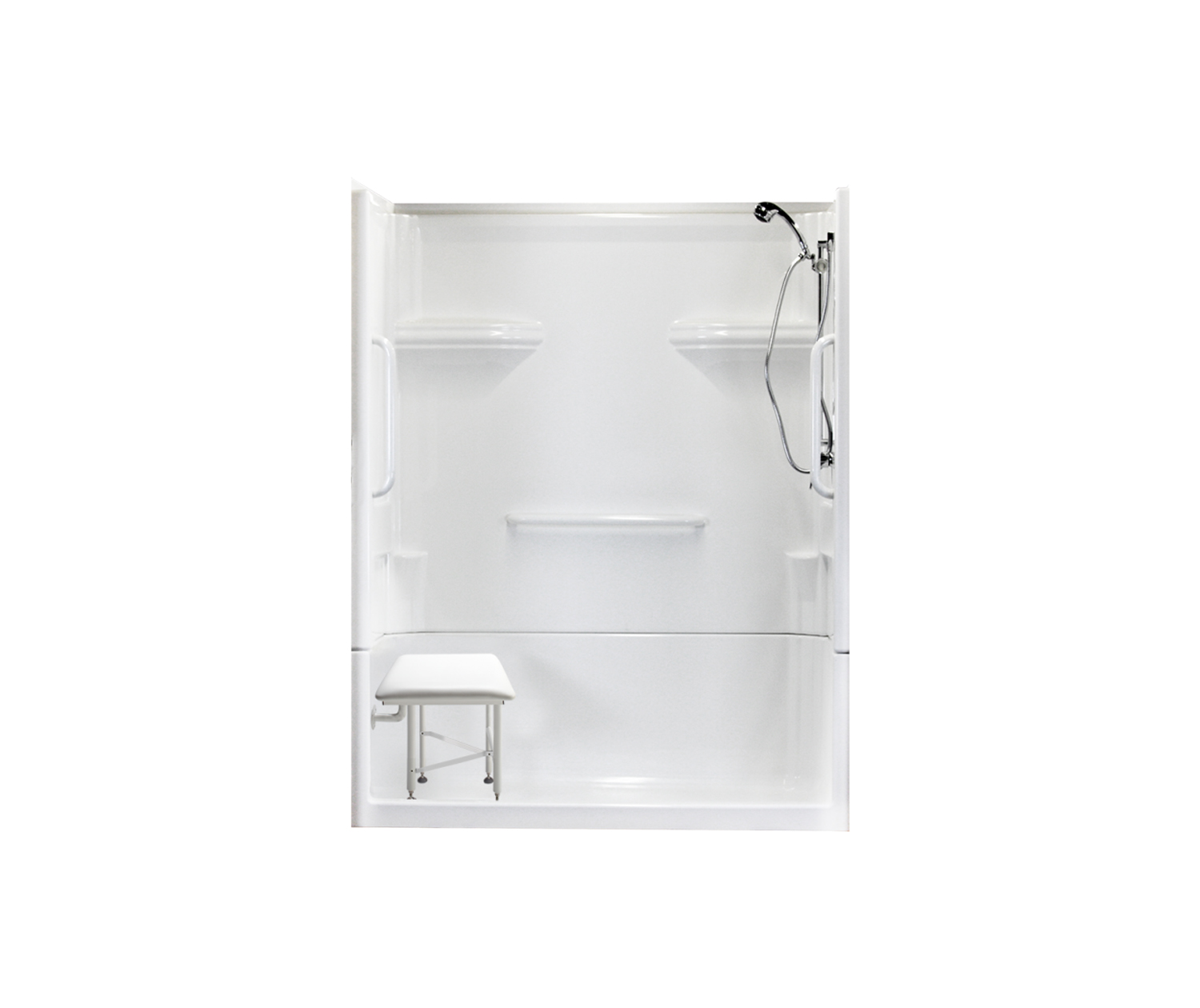 4MS11L 60 x 33 AcrylX Four-Piece Alcove Left-Hand Drain Shower in White ...