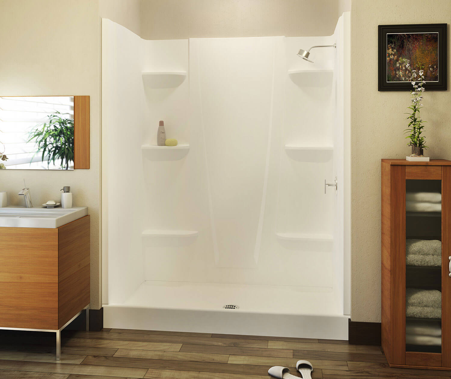 VP6034CSA 60 x 34 Veritek™ Pro Alcove Center Drain Four-Piece Shower in ...