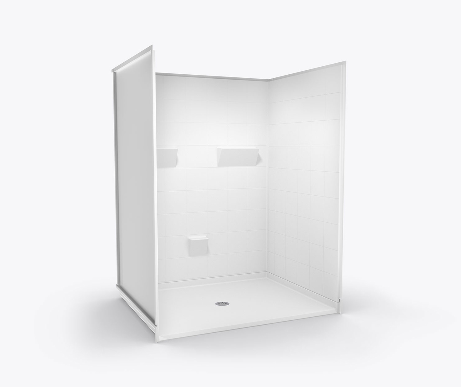 XST 6048 BF 5P C AcrylX Alcove Five-Piece Shower with Center Drain in ...