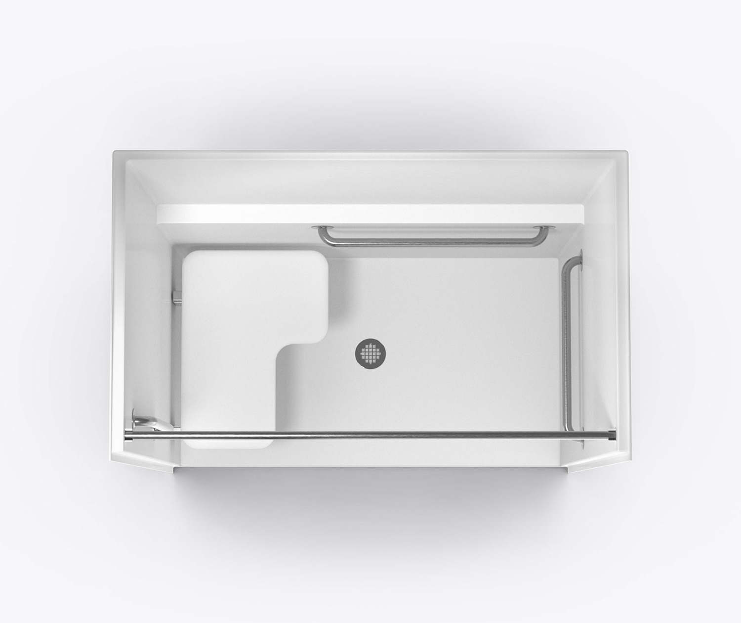 XSS 6036 BF AcrylX Alcove One-Piece Shower with Center Drain in White | Shower, ComfortDesigns