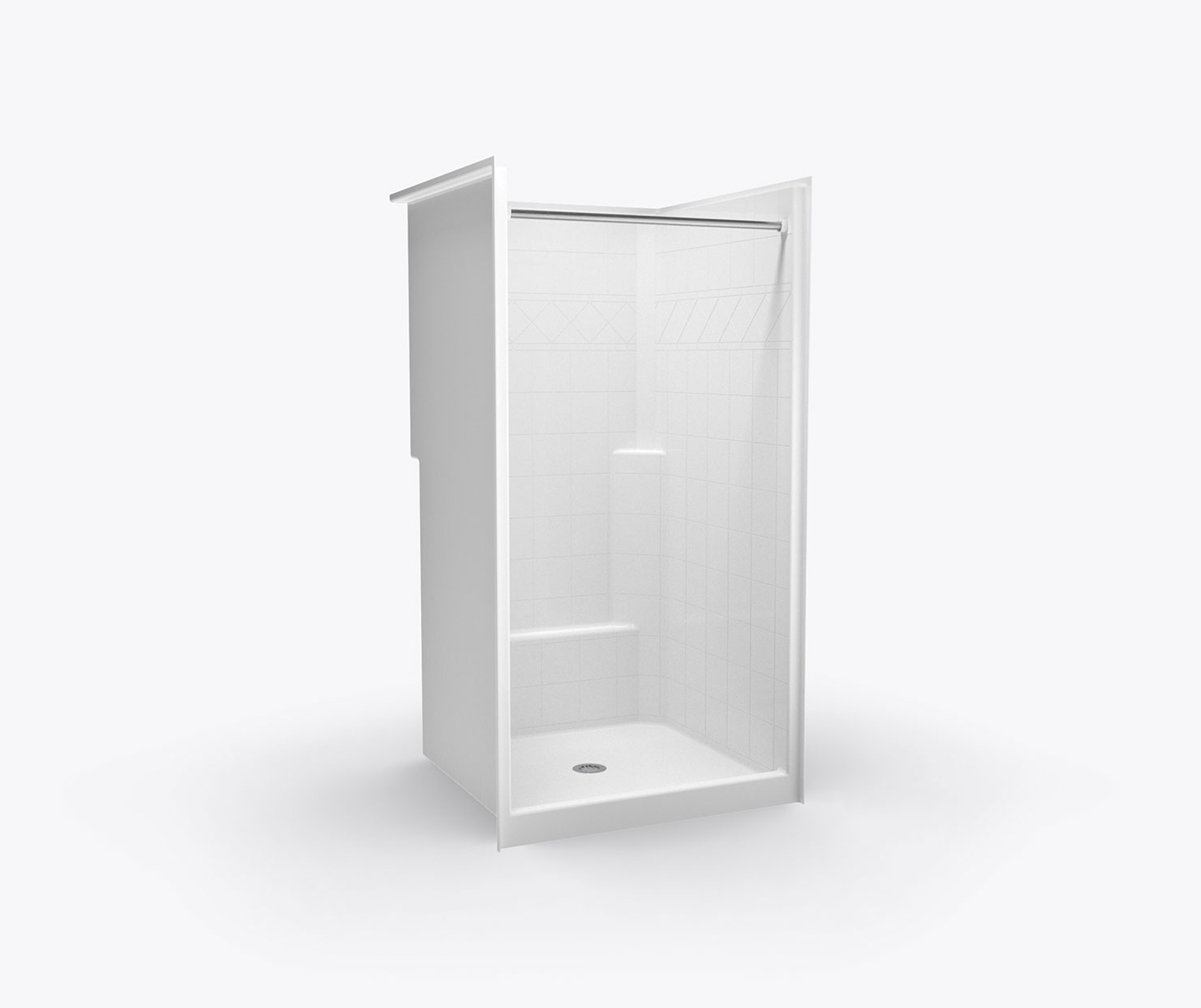 XST 4242 SH AcrylX Alcove One-Piece Shower with Center Drain in Bone ...