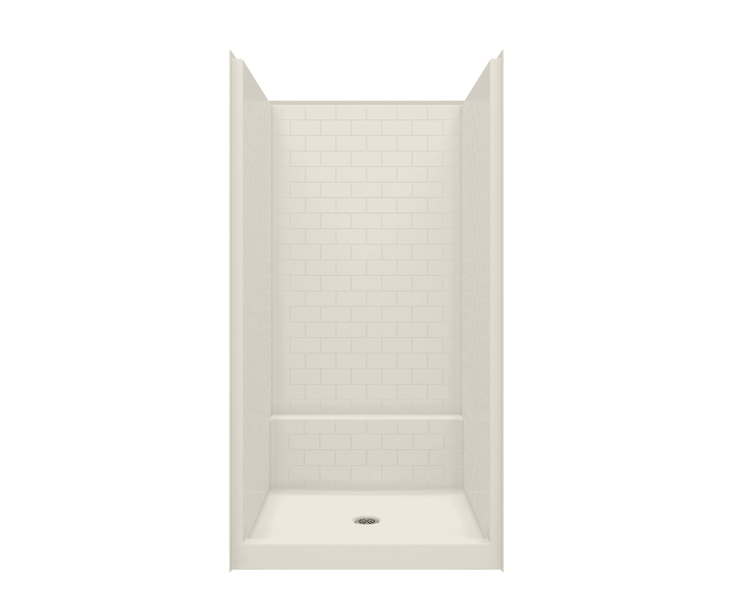 14242STT 42 x 43 AcrylX Alcove Shower with Center Drain in Biscuit ...
