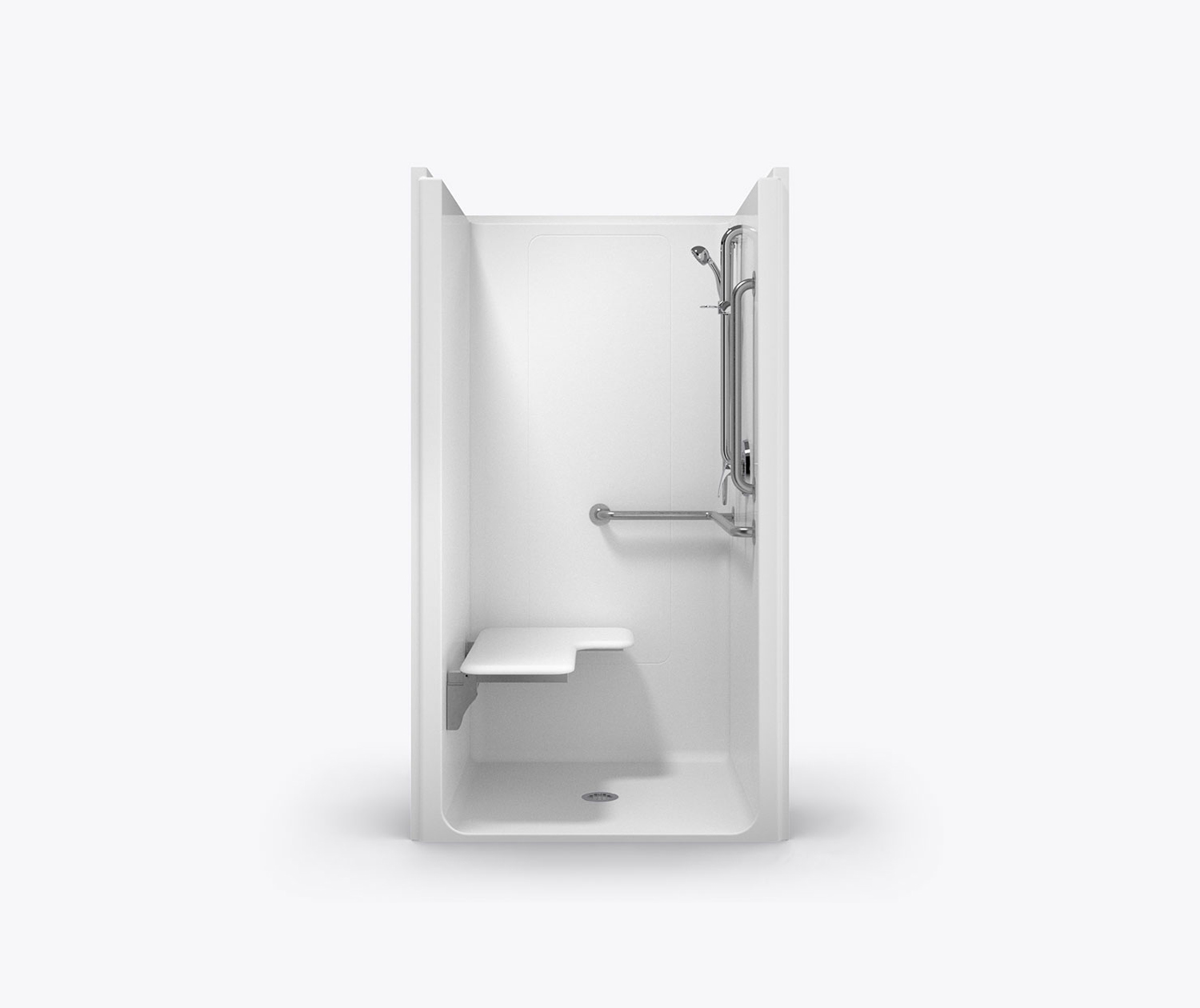 XSA 4136 BF OT MAS Acrylic Alcove One-Piece Shower with Center Drain in ...