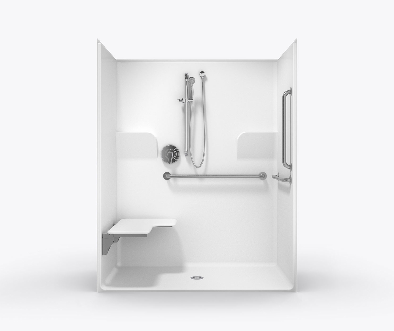 SSS 6233 BF .75 MAS Solid Surface Alcove One-Piece Shower with Center ...