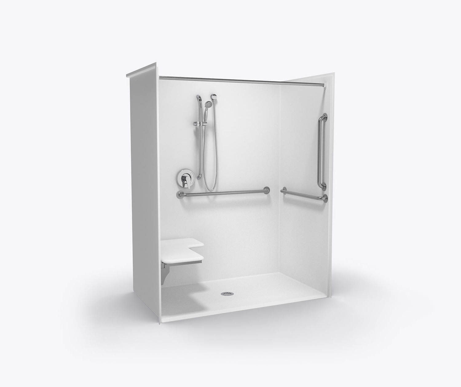 SSS 6237 BF COL MAS Solid Surface Alcove One-Piece Shower with Center ...