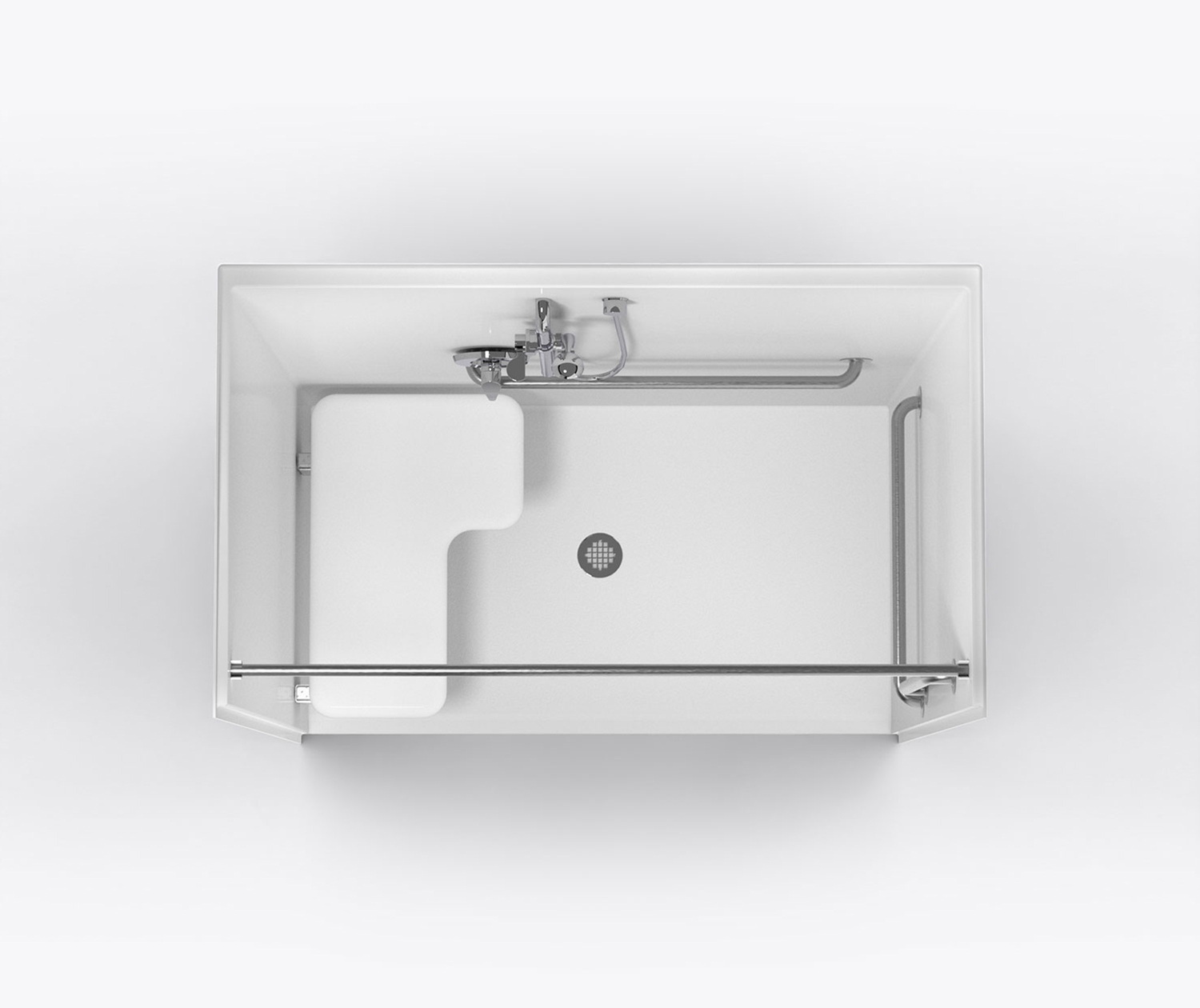 SSS 6237 BF COL MAS Solid Surface Alcove One-Piece Shower with Center ...