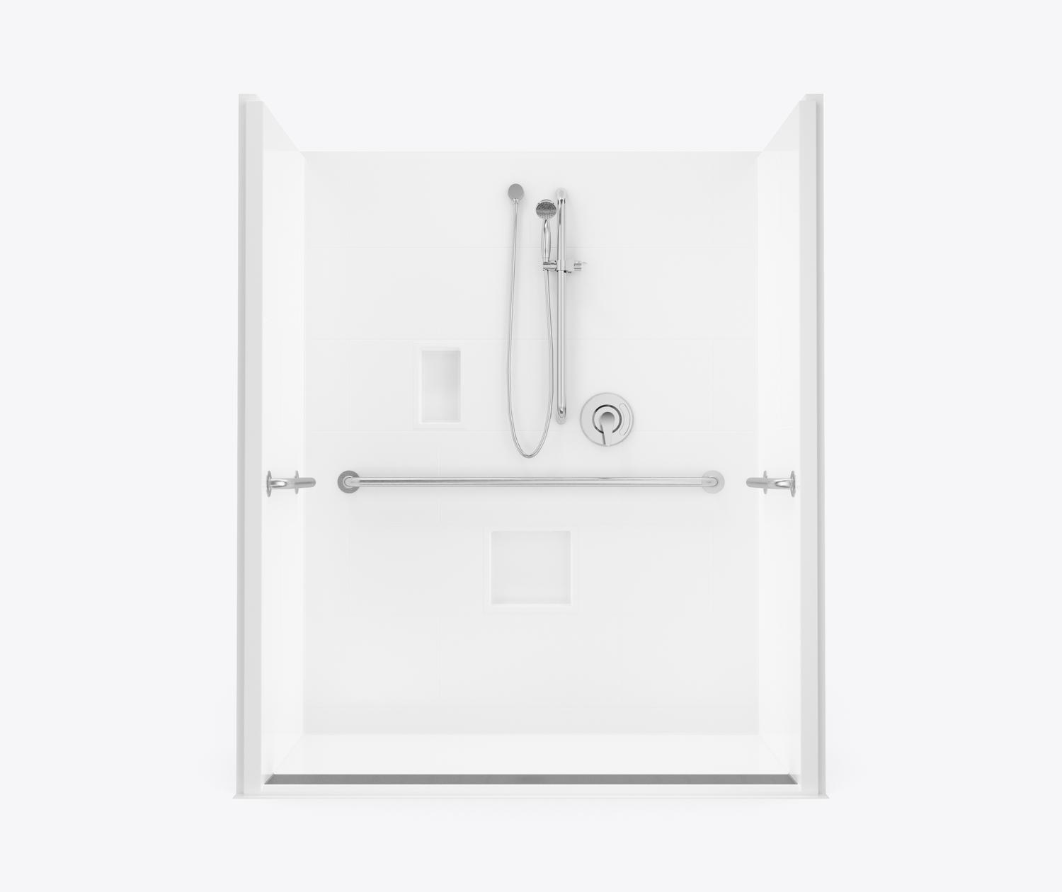 XST 6232 TR COL AcrylX Alcove One-Piece Shower in Biscuit with Trench ...