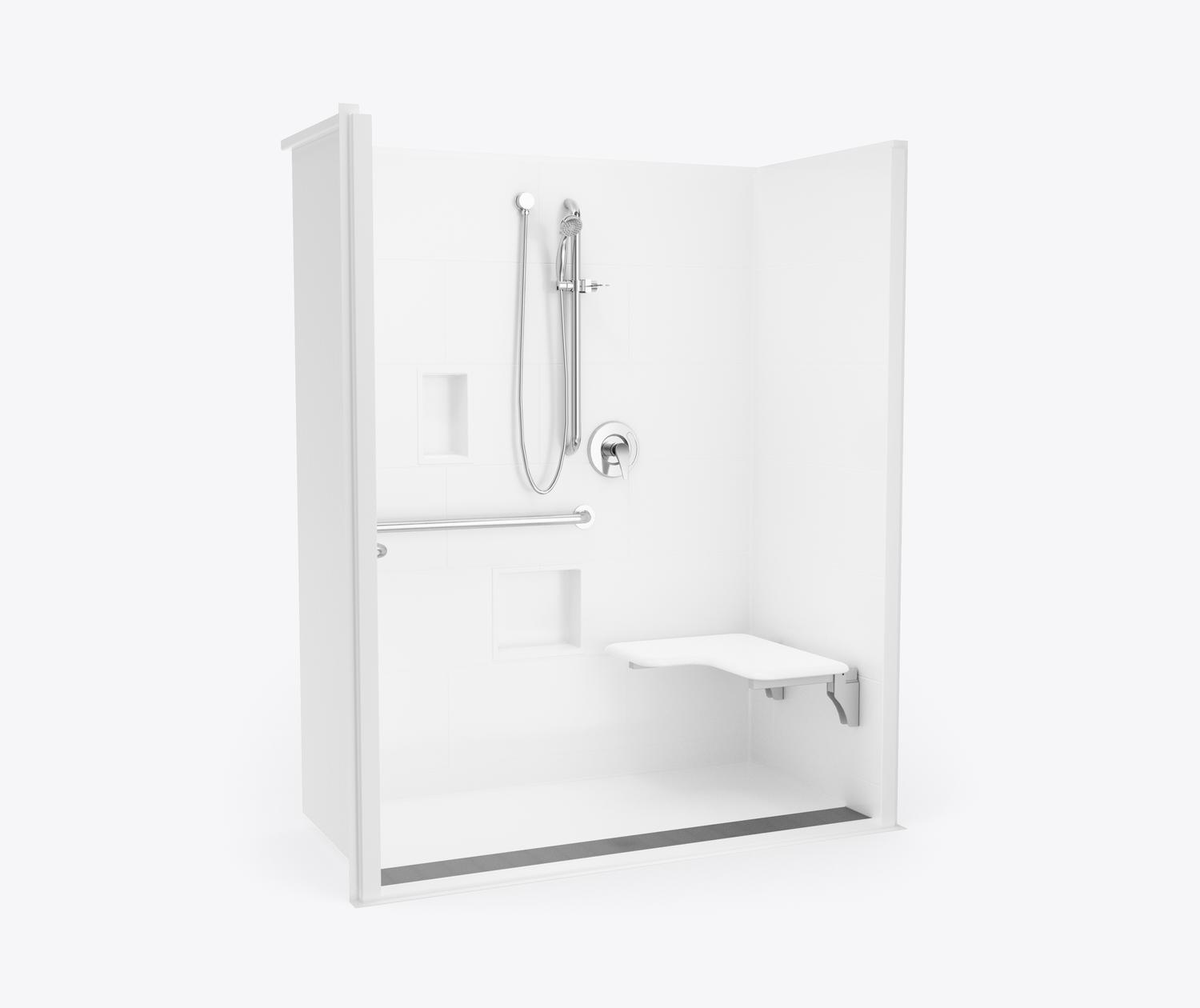 Xst 6232 Tr Col Acrylx Alcove One Piece Shower In White With Trench Drain Shower