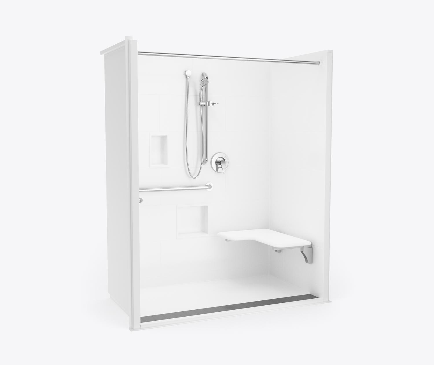 XST 6236 TR 1.125 AcrylX Alcove One-Piece Shower in White with Trench ...