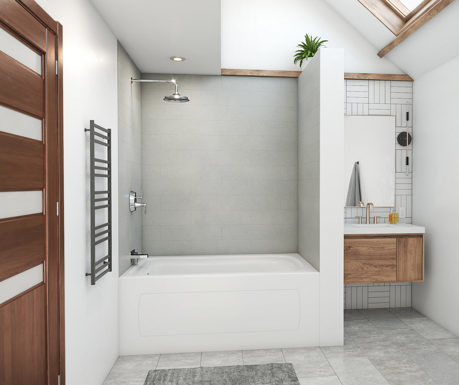 MSMK72-3662 36 x 62 x 72 Swanstone® Modern Subway Tile Glue up Tub Wall ...