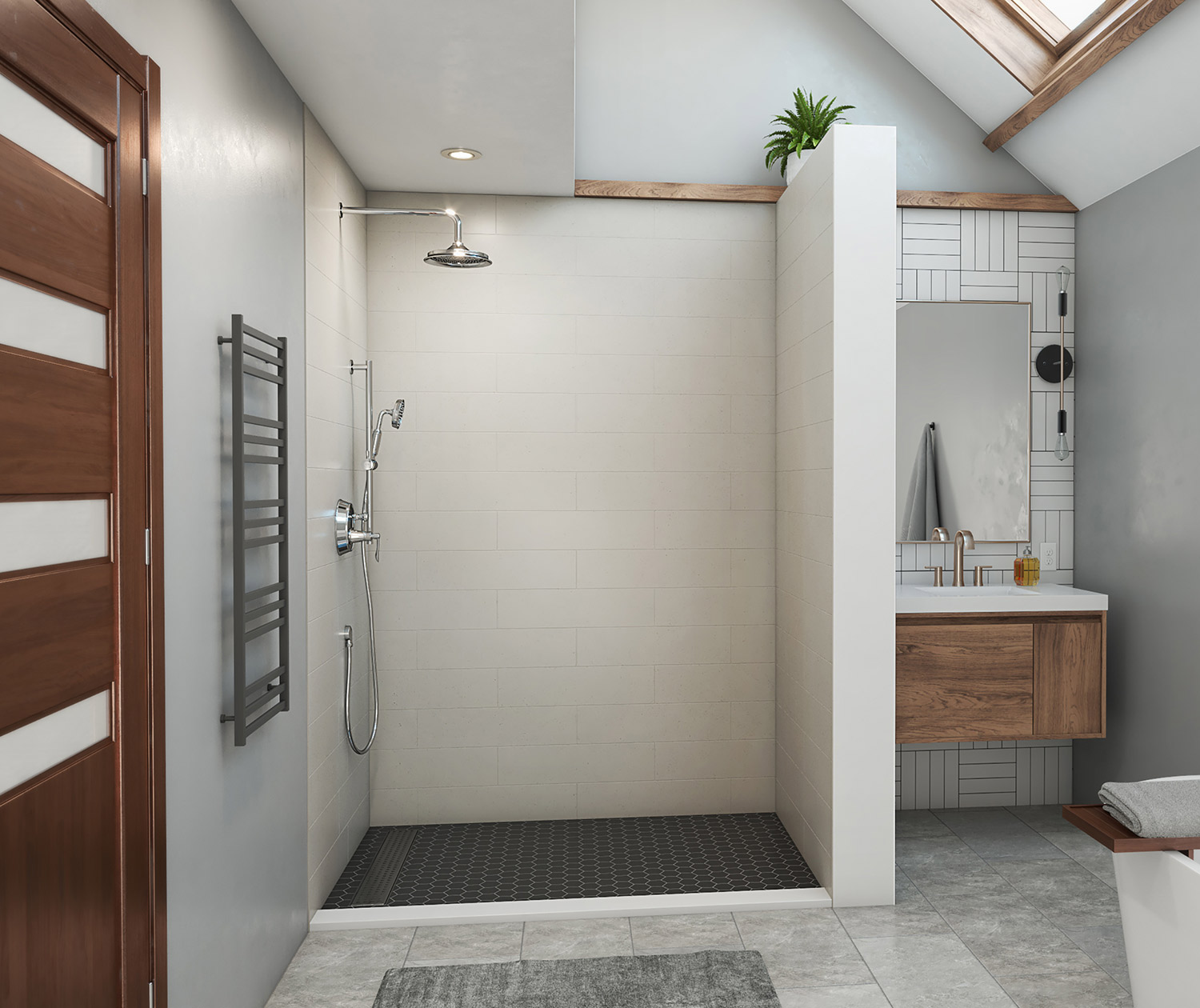 MSMK96-3062 30 x 62 x 96 Swanstone® Modern Subway Tile Glue up Shower ...