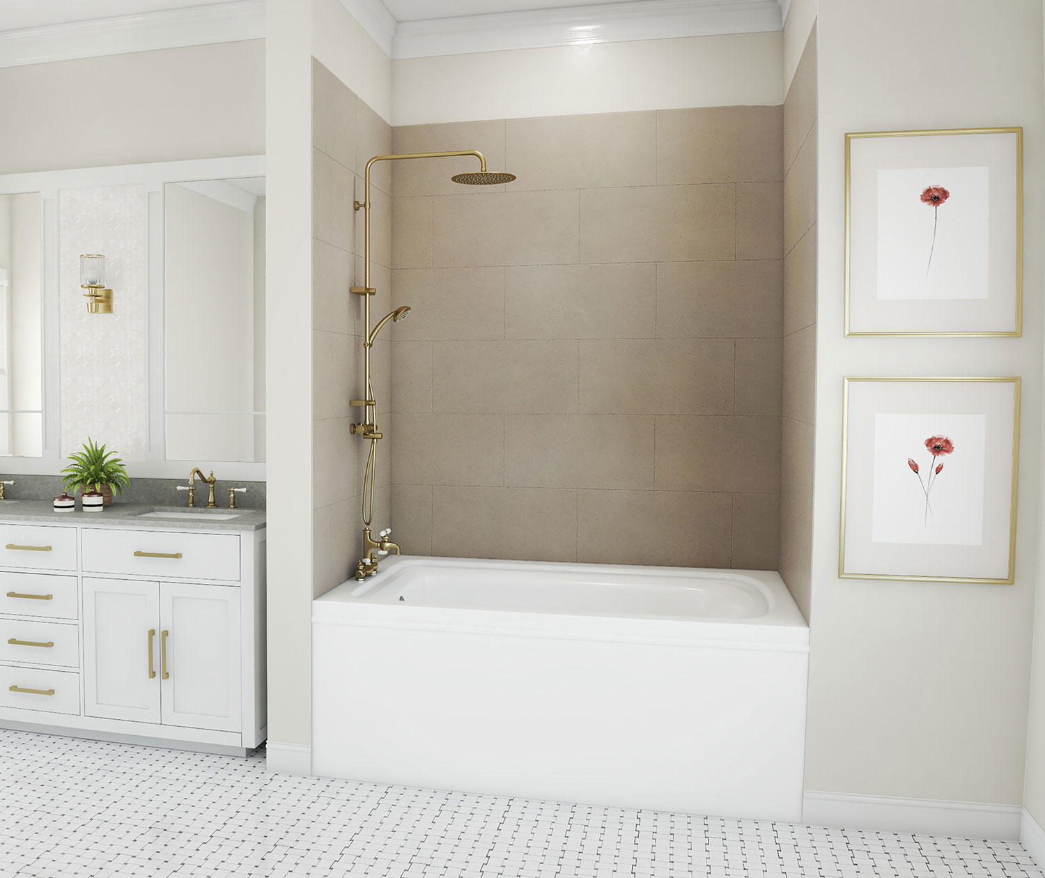 TSMK72-3462 34 x 62 x 72 Swanstone® Traditional Subway Tile Glue up Tub ...