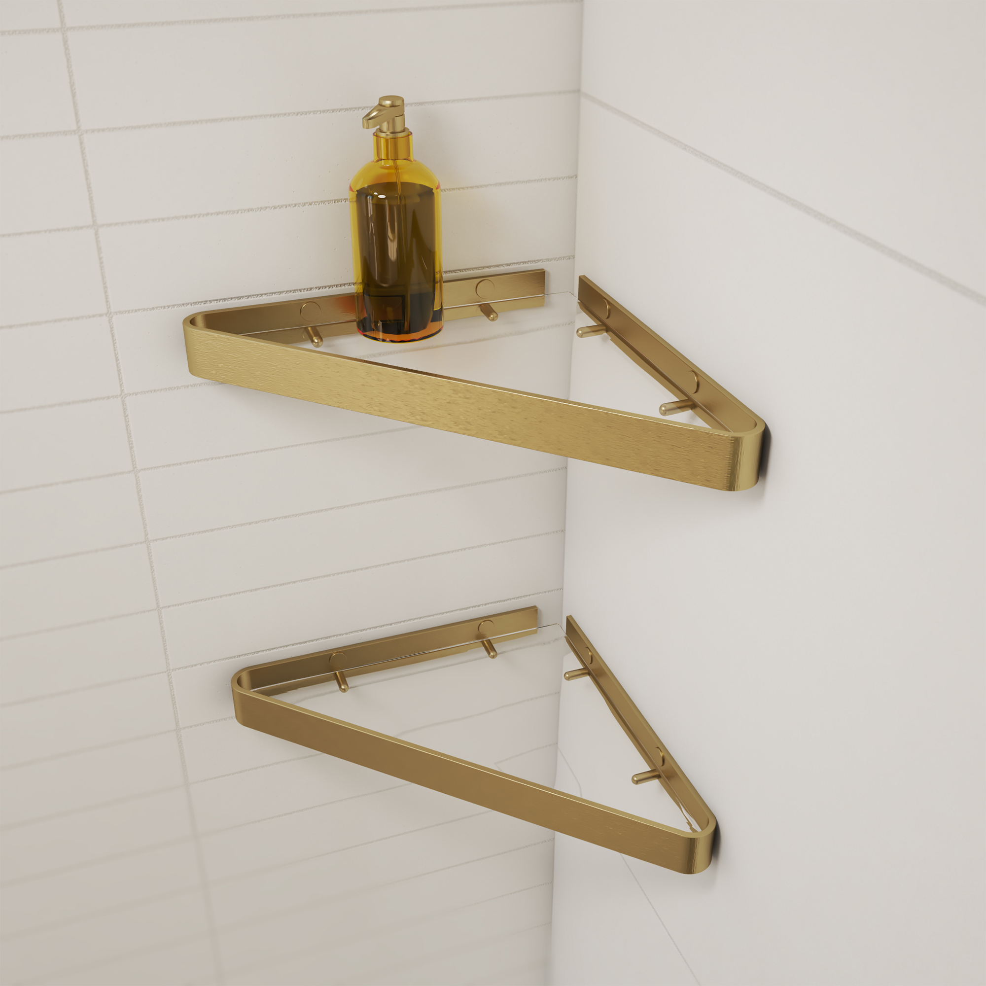 Tablette en coin avec verre Manhattan or brossé | Accessory, Maax